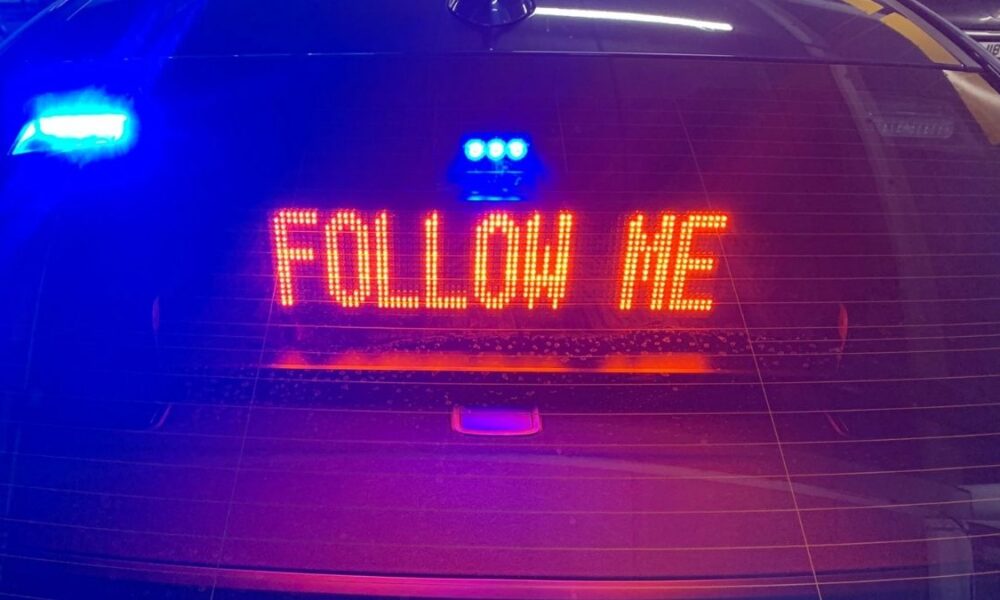 Driver thought 'follow me' sign on police car was an Instagram request